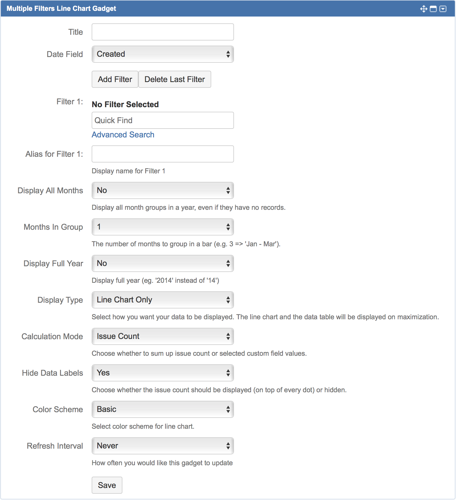 How to Configure Multiple Filters Line Chart Gadget 1.x How to Configure Multiple Filters Line Chart Gadget 1.x